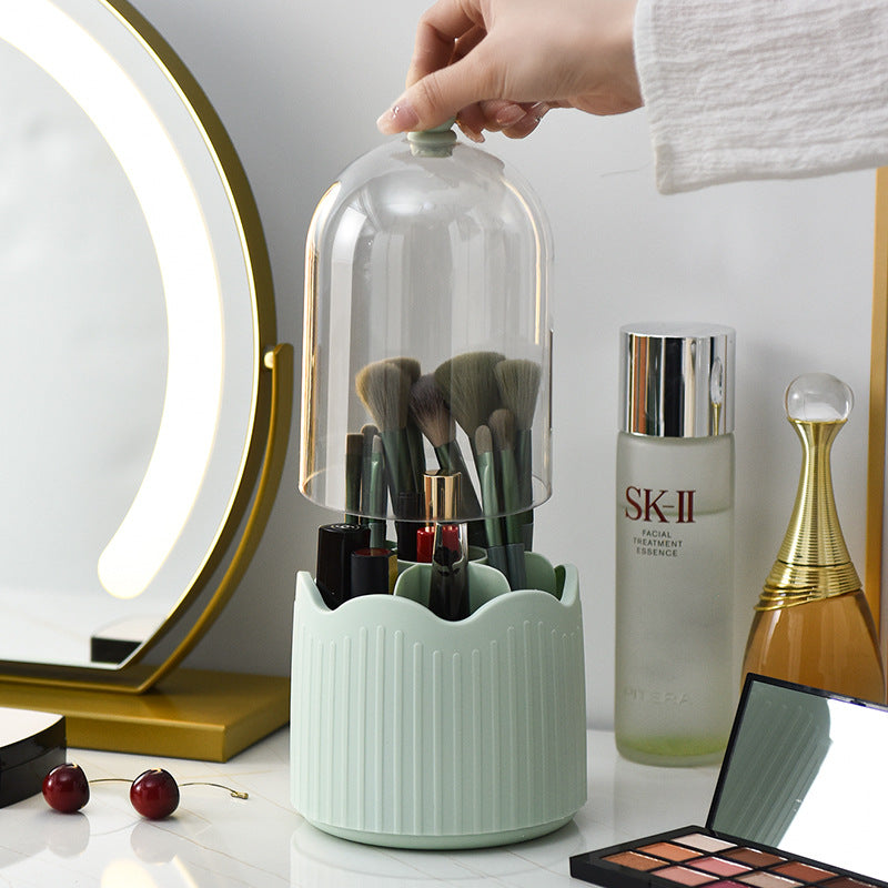 Rotating Dustproof Cosmetic Organizer | Makeup Brush & Lipstick Storag ...